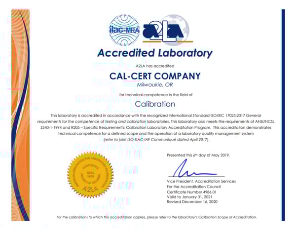 Trusted Accredited Calibration Services | Cal-Cert